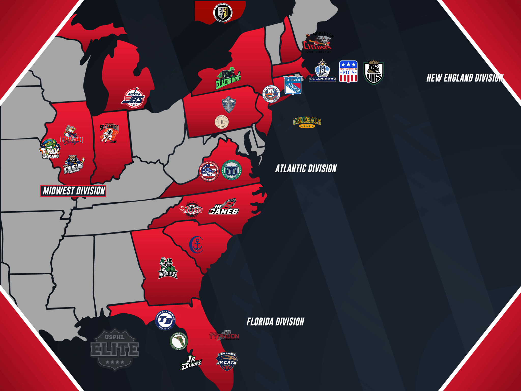 USPHL Elite Footprint • USPHL - United States Premier Hockey League